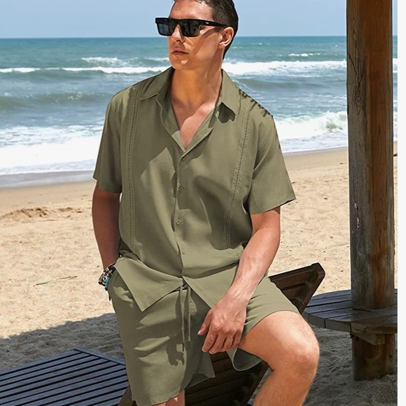 Coofandy | Shirts | Nwt Coofandy Men 2 Piece Linen Set Button Down ...